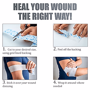 HEALQU Retention Tape Non Woven Adhesive Breathable Wear Resistent Fabric Easy Release Backing with Grid (2x11)