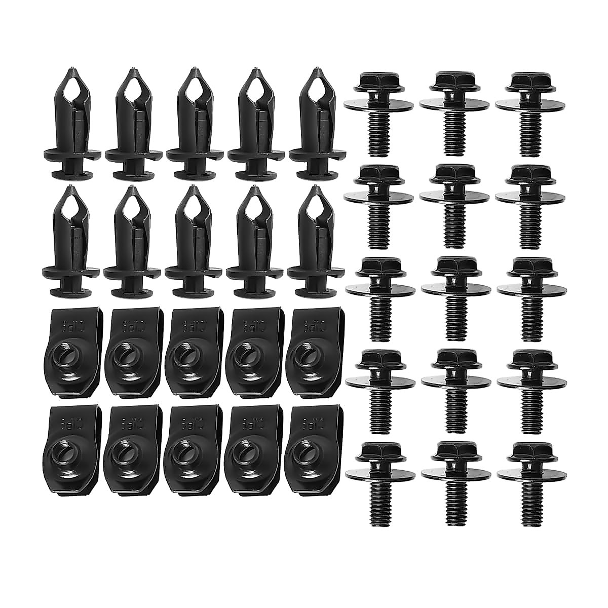 35PCS Engine Under Cover Splash Shield Guard Body Bolts, Bumper Fender Liner Push Retainer Fastener Rivet Clips, Universal Extruded U-Nuts Kit, Compatible with Infiniti G35 G37 EX35 FX35 FX45