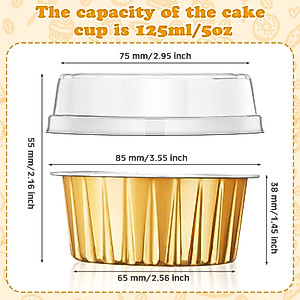 150 Pcs Aluminum Foil Baking Cups with Lids 5 oz Disposable Ramekins for Baking Aluminum Pans Dessert Baking Cups Holders Muffin Tin for Bakery Birthday Wedding Party, 6 Colors
