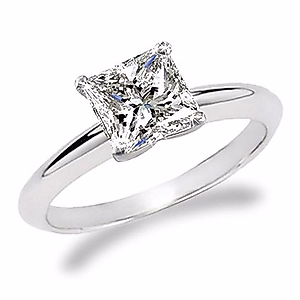 Near 1/2 Carat Princess Cut Diamond Solitaire Engagement Ring Platinum (H-I, VS2-SI1, 0.45 c.t.w) Very Good Cut
