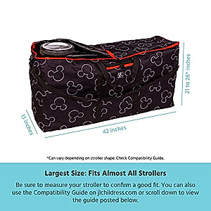 J.L. Childress Disney Baby Single & Double Stroller Travel Bag - Disney Gate Check Bag for Single & Double Strollers - Large Stroller Travel Bag for Airplane - Black, Mickey Mouse