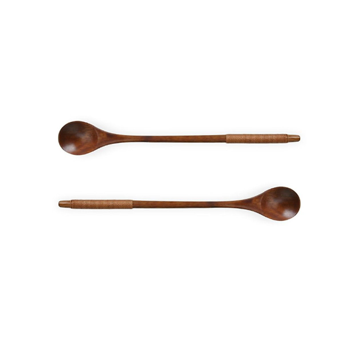 Handmade Wooden Long Handle Coffee Spoon Stirrer with Cable Tie, Retro Honey Jar Spoons Teaspoon Tea Stirring Spoon (2 Pack)