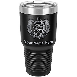 LaserGram 30oz Vacuum Insulated Tumbler Mug, Flag of Guatemala, Personalized Engraving Included (Black)