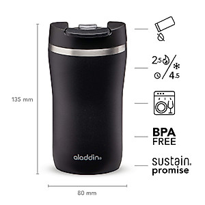 Aladdin Keeps Hot for 2.5 Hours-BPA-Free-Dishwasher Safe, Stainless Steel, Black, 0.25L