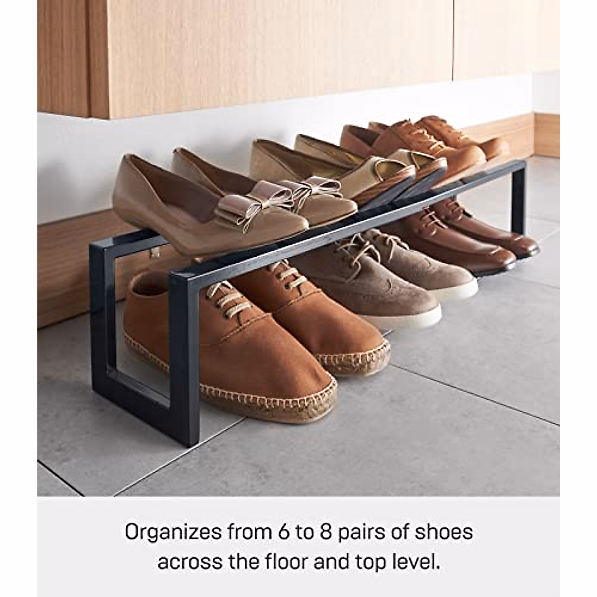 Yamazaki Expandable Home Adjustable, Small | Steel | Shoe Rack, Single, Black