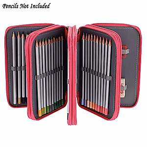 BTSKY® Handy Wareable Oxford Pencil Bag 72 Slots Pencil Organizer Portable Watercolor Pencil Wrap Case (Pink)