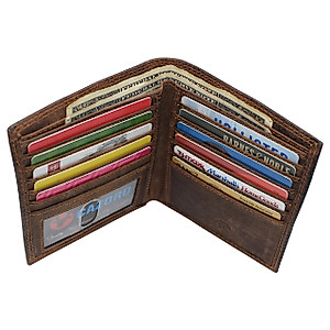 MARSHAL RFID Blocking Bifold Hipster Credit Card Wallet Premium Lambskin Leather (Vintage)