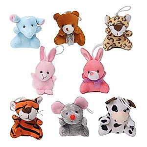 Juegoal 26 Pack Mini Animal Plush Toy Set, Cute Small Stuffed Animal Keychain Set, Goodie Bag Fillers, Carnival Prizes for Kids, Assortment Kids Valentine Gift Easter Egg Filter Party Favors
