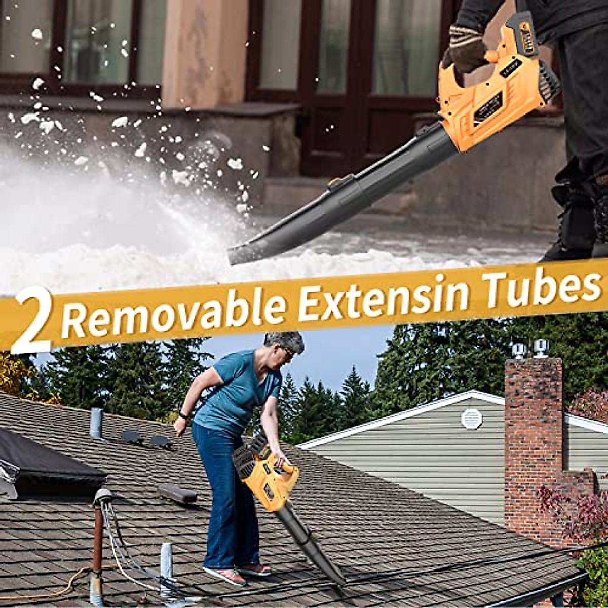 Cordless Leaf Blower - 320 CFM & 180MPH Electric Battery Powered Leaf Blower with 5.0Ah Battery and Fast Charger, 6 Variable Speed Control for Blowing Leaves, Snow Debris and Dust