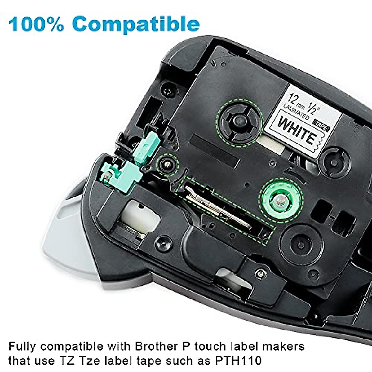 BIGGER 6 Pack Compatible Label Tape Replacement for Brother TZe-131 231 431 531 631 731 with P-Touch PT-1000 PT-1010 PT-H101C GL-H105 PT-2030VP, 0.47'' 12mm x 8m