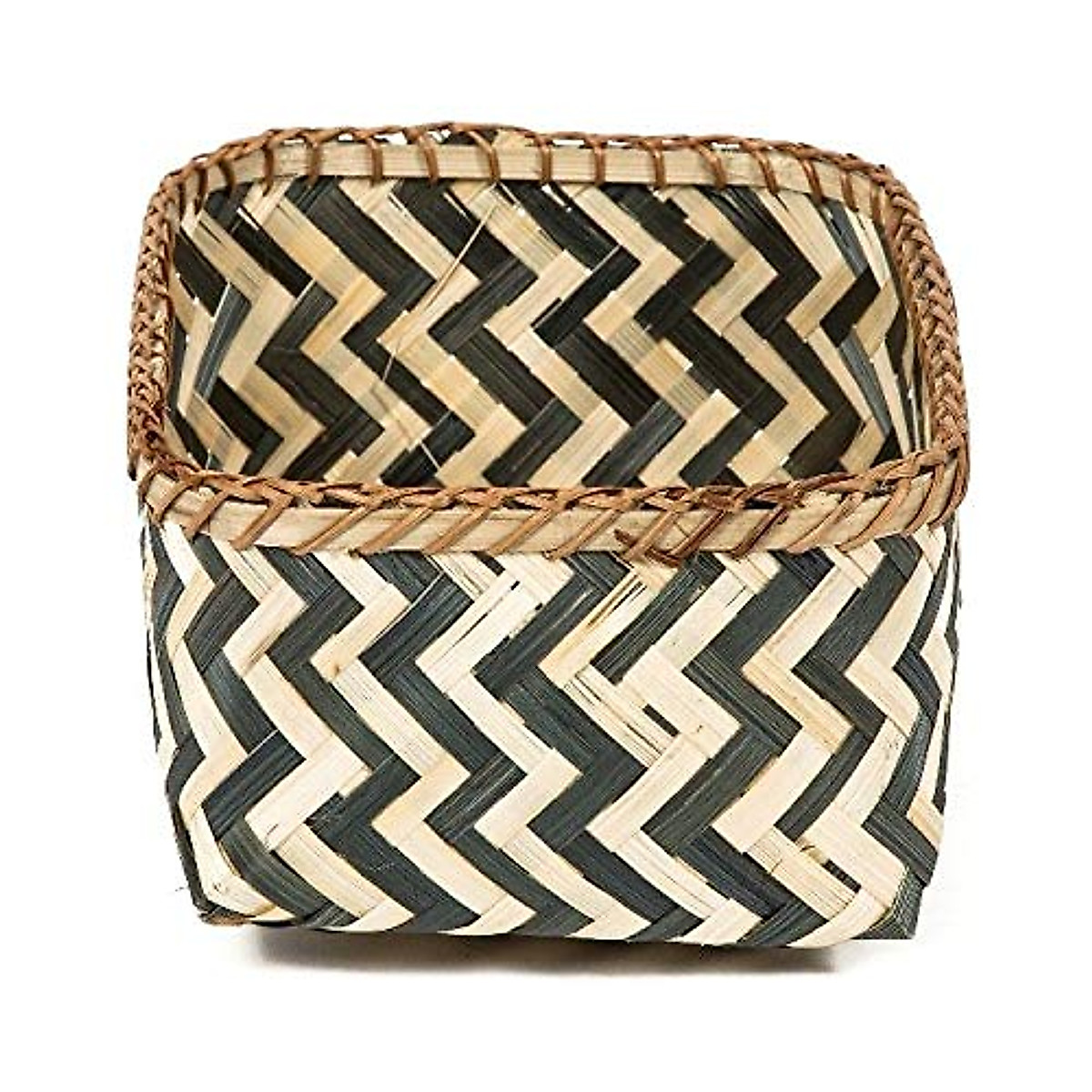 Compactor Bamboo Zebra Basket, Large, Black/Natural