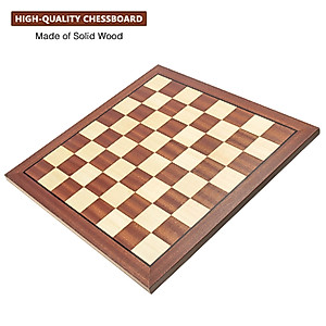 AMEROUS 17 x 17 Inches Wooden Chess Board Only, Professional Tournament Chess Board Large with Chess Rules/Gift Package, Chess Board Game for Kids, Adults