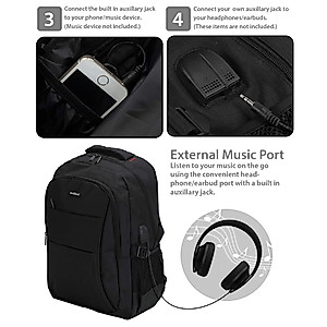 Rockland Business Pro USB Laptop Backpack, Black, Large