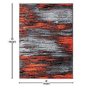 Flash Furniture Rylan Collection Abstract Area Rug - Scraped Design Orange Olefin Rug - 8' x 10' Area Rug - Jute Backing - Living Room, Bedroom, & Family Room