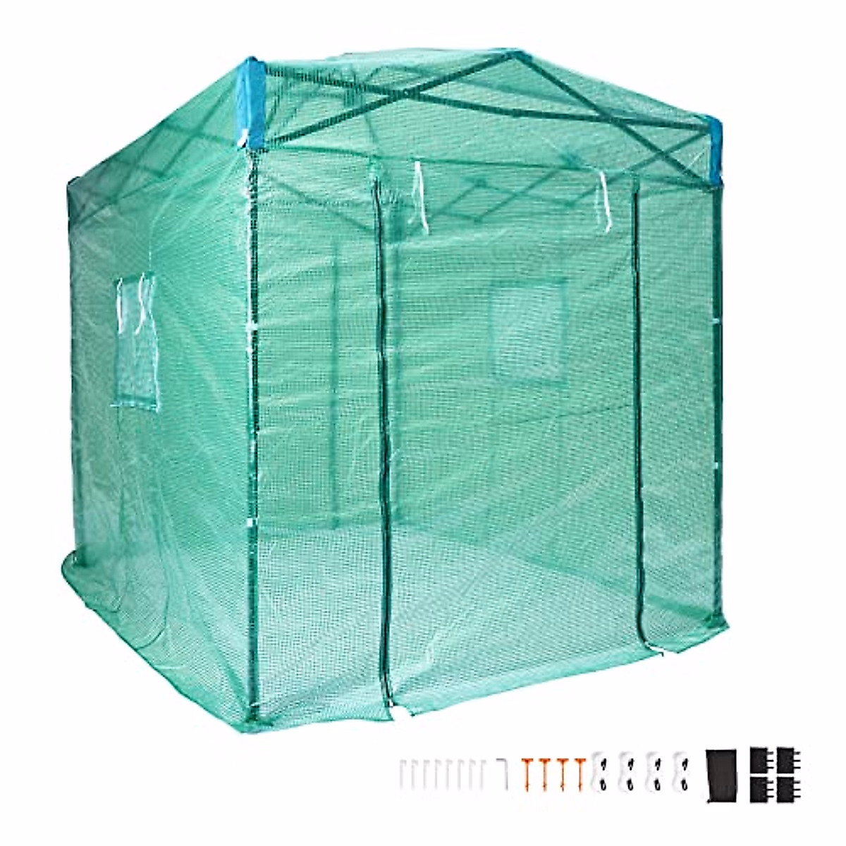 VEVOR Pop Up Greenhouse, 8 x 6 x 7.5 ft Pop-up Green House, Set Up in Minutes, High Strength PE Cover with Doors & Windows and Powder-Coated Steel Frame, Suitable for Planting and Storage, Green