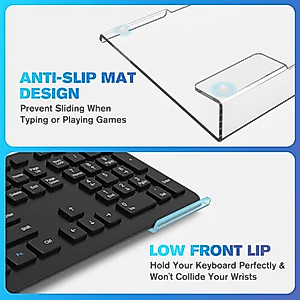 MaxGear Computer Keyboard Stand Keyboard Riser Acrylic Keyboard Stand for Desk Clear Keyboard Holder for Desk with Adjustable Height for Easy Ergonomic Typing at Office, Home, School