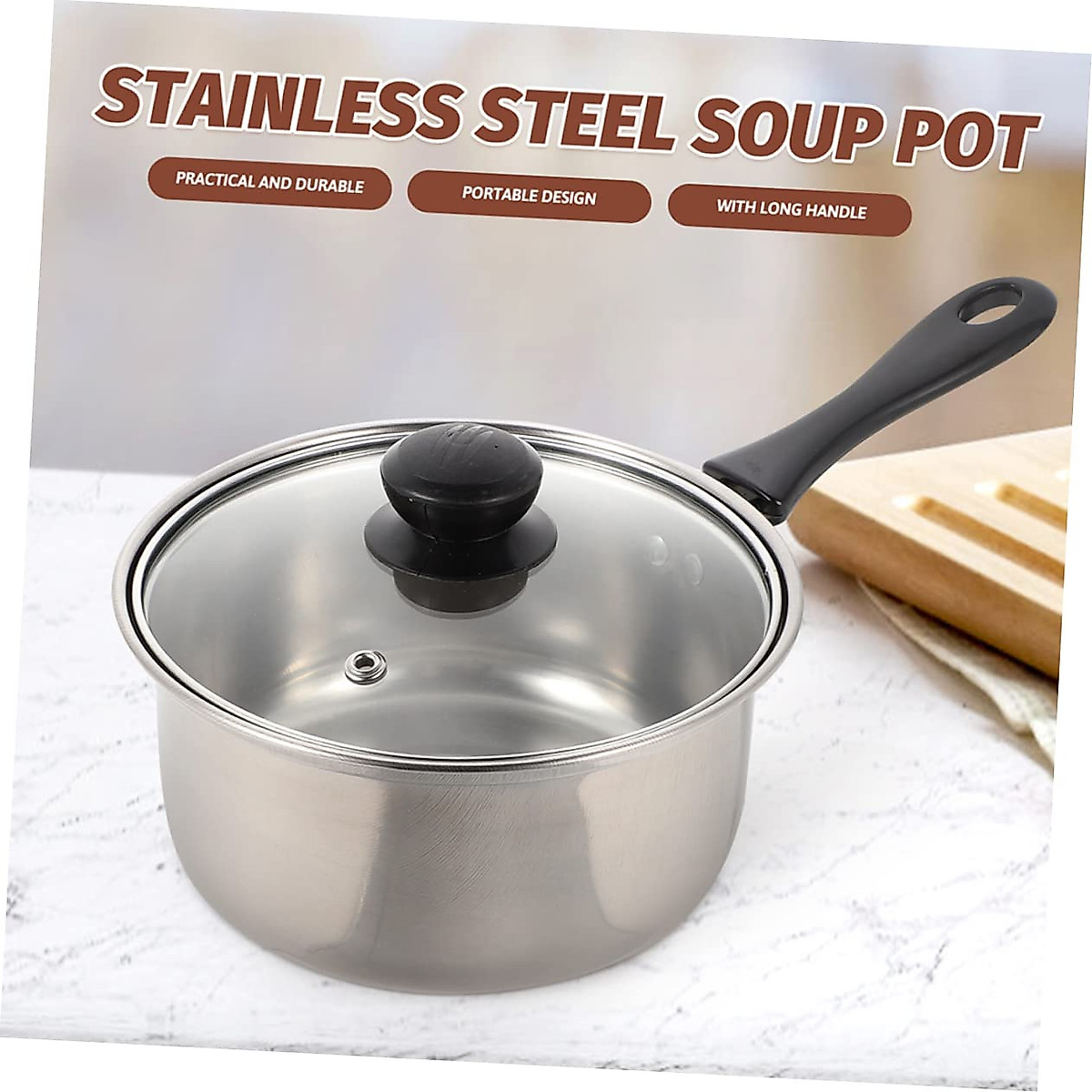 SHOWERORO 1Set Stainless Steel Handheld Soup Pot Stovetop Cooking Pot for Milk and Soup Heating Kitchen Essentials and Easy to Use