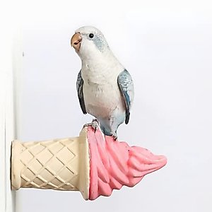 Bird Toy, Parrot Cage Chewing Toys, Parrot Perch Stand, Ice Cream Shape Totoro Squirrel Hamster Calcium Teeth Mouth Molar Grinding Stone Parrot Beak Stone Stand Platform (Small)