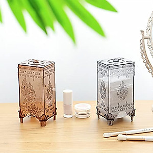 Zerodeko Cotton Swab Ball Qtip Holder: Cotton Pad Jar Plastic Container Dispenser Box Embossed Box for Bathroom Home Storage Organizer 2Pcs