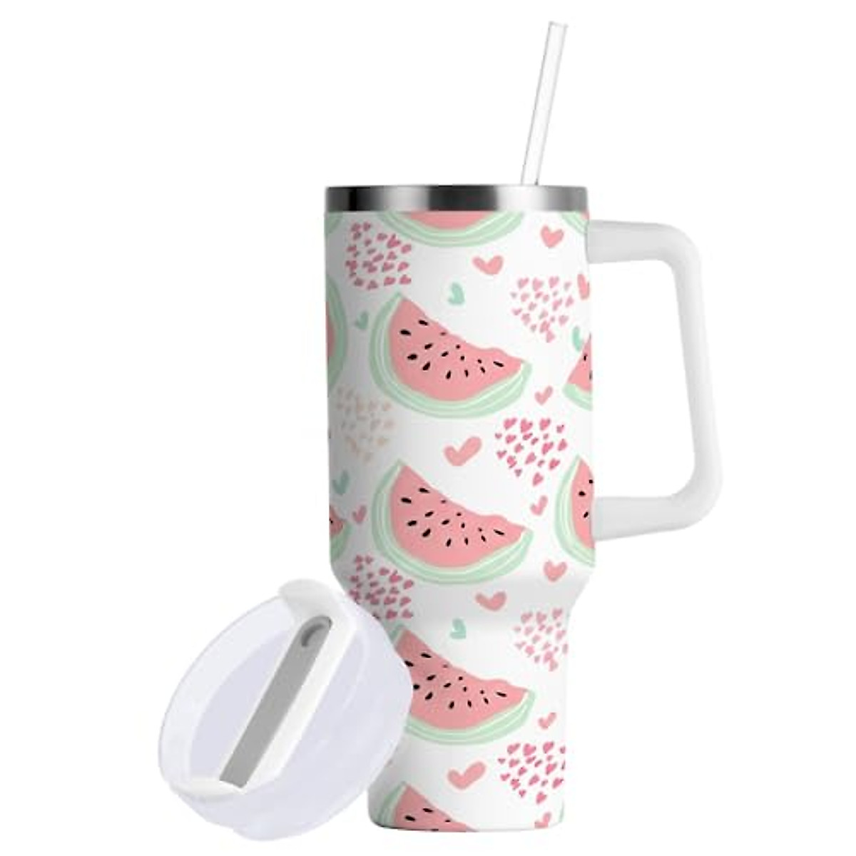 RPLIFE Colorful Watermelon Slices Stainless Steel Coffee Cup, Insulated Tumbler with Straw, Tumbler for Men