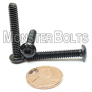 MonsterBolts - #10-24 x 1 1/4" Button Head Socket Cap, Alloy Steel, Black Oxide, 50 Pack