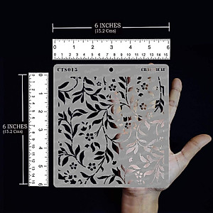 CrafTreat Flourish Stencils for Painting on Wood, Canvas, Paper, Fabric, Floor, Wall and Tile - Flourish Background - 6x6 Inches - Reusable DIY Art and Craft Stencils for Painting Flowers and Leaves