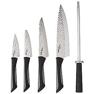 Kai PRO Luna 6-Piece Block Set, Kitchen Knife and Knife Block Set, Includes 8” Chef's Knife, 3.5” Paring Knife, 6” Utility Knife, 4” Citrus Knife & Honing Steel, Hand-Sharpened Japanese Kitchen Knives