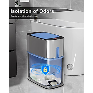 CTIME Slim Motion Sensor Bathroom Trash can Automatic touchless,Stainless Steel Garbage can with lid,3 Gallon Waste Basket,Smart bin Electric Trash cans (Includes 8 Bag Roll)