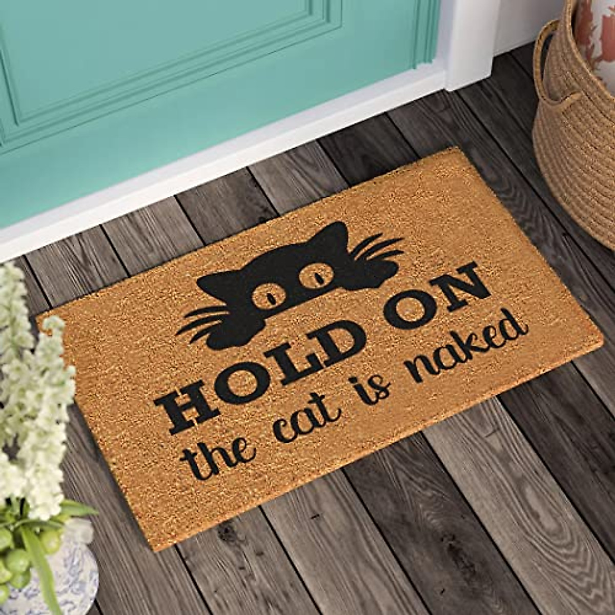 Hold On Cat Doormat Wedding Gift Housewarming Gift New Home Gift Welcome Door Mat Front Door Home Doormat Welcome Mat Machine Washable Shoe Mat Porch Decor 16x24 Inches