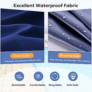 Gorpche Outdoor Chair Cushions, Waterproof Patio Chair Cushions Set of 2, Square Removable Outdoor Seat Cushions for Patio Furniture with Attach Straps, Foam and Hidden Zipper, 19 x 19 x 2 Inch, Blue