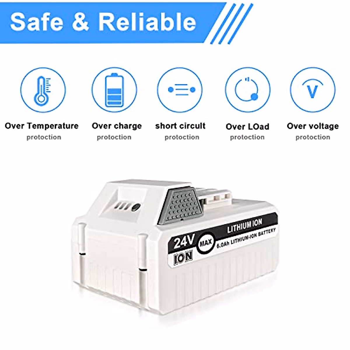 Moccdor 2 Packs 6.0Ah 24V Replacement Lithium-ion Battery for Snow Joe + Sun Joe 24V iON+ System, Compatible with Snow Joe 24VBAT-LTX 24VBAT-LTW 24VBAT-LTE 24VBAT 24V-X2-SB18 24VBAT-XR and More