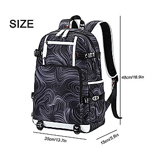 ZHIERNA Boys Backpack with Charging Port, Laptop Backpacks 17 Inch, Water Resistant Daypack Bookbags for College Students (Black)