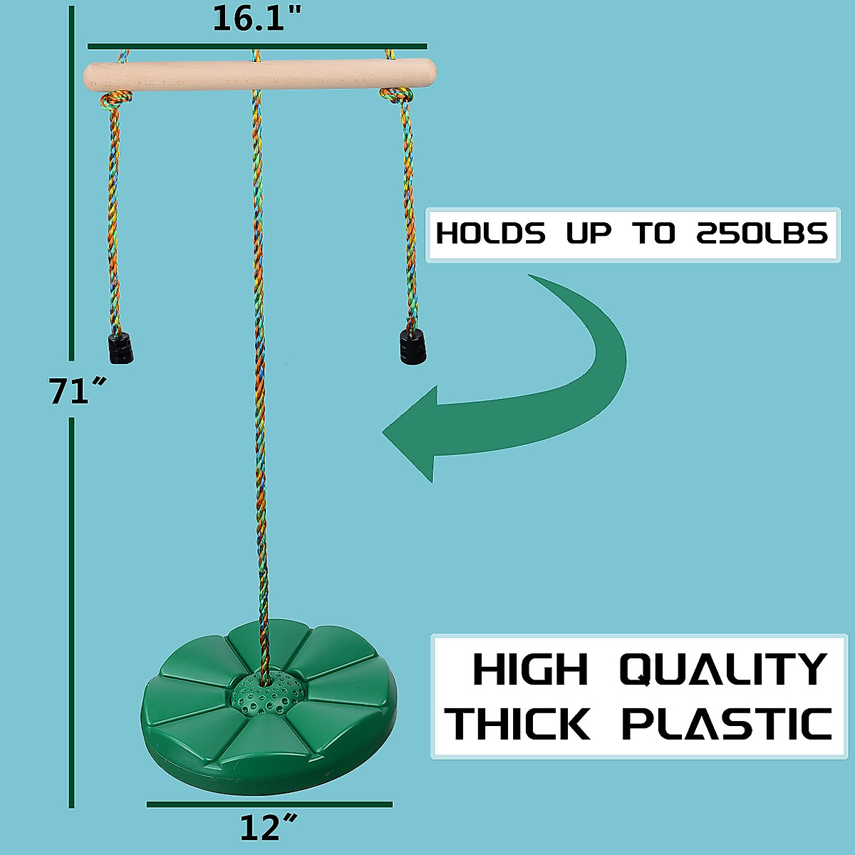 Swing for Kids Disc Swing Tree Swing Set Accessories Rope Swing Adjustable Swing Set with Monkey Bars 1 Carabiner 2 Added Hanging Straps, 3 in 1 Heavy Duty Swingset for Zipline Outdoor Backyard