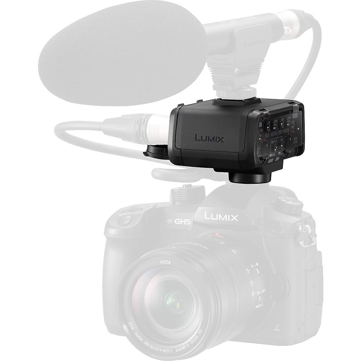 Panasonic Professional XLR Audio Video Microphone Adaptor with 2 XLR Terminals – Accessory Compatible with LUMIX GH5, GH5S, S1 and S1R Mirrorless Digital Cameras - DMW-XLR1, Black
