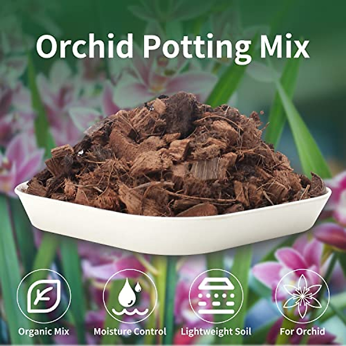 Orchid Potting Soil, Organic Barks Coconut Potting Soil Mix- 6 Qt, All Purpose Orchids Bricks Coarse Blend, Fast Draining Pre-Mixed Bonsai Soil for Indoor Orchid Plants 6L