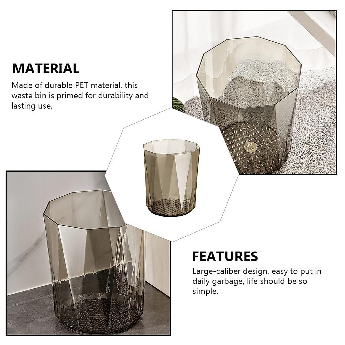 VOSAREA Trash Can Wastebasket Plastic Office Tabletop Trash Can Garbage Container Bin Rubbish Can Paper Basket Office Organizer for Home Office Bedroom Bathroom