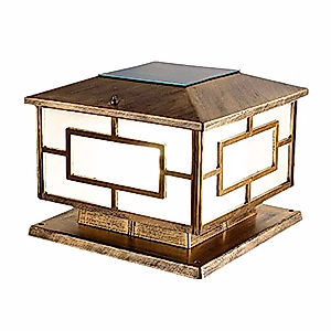 CZLZY Solar Outdoor Pillar Light Bronze Square Waterproof IP65 Column Lamp Exterior Rainproof Aluminum Acrylic Lampshade Post Lanterns Villa Garden Park Balcony Gate Street Lighting