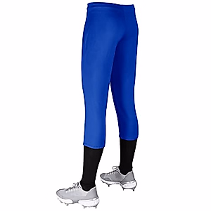 Champro Girls' Standard Fireball Low-Rise Knicker-Style Fastpitch Softball Pants in Solid Color with Reinforced Knees, Royal, Large