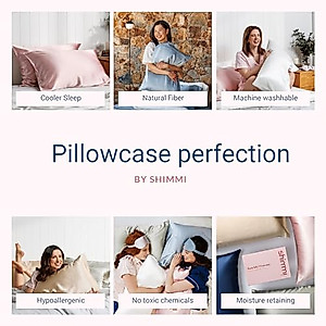 Shimmi Real Silk Pillow Cases | Luxury 30 Momme 6a Grade Mulberry Silk Pillowcase | Silk Pillowcase for Hair and Skin | Super Soft | [Standard, Blue Shimmer]