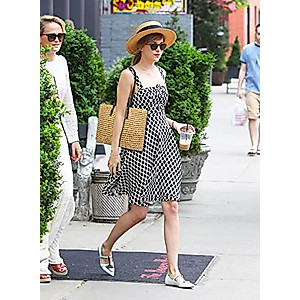 Woven Beach Bags for Women Large Straw Bags Woven Straw Tote Beach Bag With Zipper Summer Handmade Purse