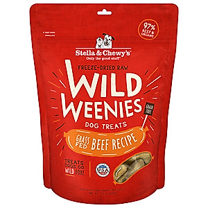 Stella & Chewy's Freeze-Dried Raw Wild Weenies Dog Treats – All-Natural, Protein Rich, Grain Free Dog & Puppy Treat – Great for Training & Rewarding – Grass-Fed Beef Recipe – 11.5 oz Bag