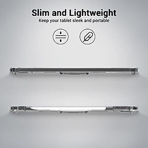 Dteck Clear Case for iPad Pro 11 Inch 2022 2021 2020 2018, Thin Slim Lightweight Kickstand Protective Transparent Back Cover with Pen Holder