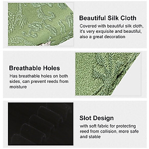 Oboe Reed Case,Protect Against Moisture Wooden + Silk Cloth Cover Reed Case Holder Storage Box for 6pcs Oboe Reeds Maple Wooden (Green)