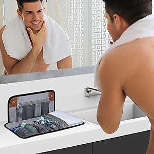 Toiletry Bag for Men, Travel Essentials Travel Toiletry Bag, Water-Resistant Compact Bathroom Roll Organizer for Hygiene, Shaving kit, Valentines Day Gifts for Him (4.Classic Black(Polyster))