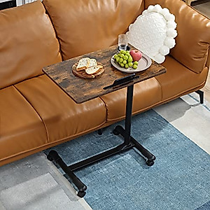 ETHU Overbed Table with Wheels, Upgrade Adjustable Hospital Bed Table, Rolling Tray Table, Overbed Bedside Rolling Laptop Table for Home & Medical