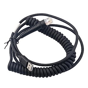 VOTTAN Barcode Scanner USB Cable Spiral RJ45 to USB A Cord for Honeywell 4600G 3800i 3900 4200Q 4800DR 4820 4800 6320dpm Series Scanner (3M / 9FT Coiled USB Port)