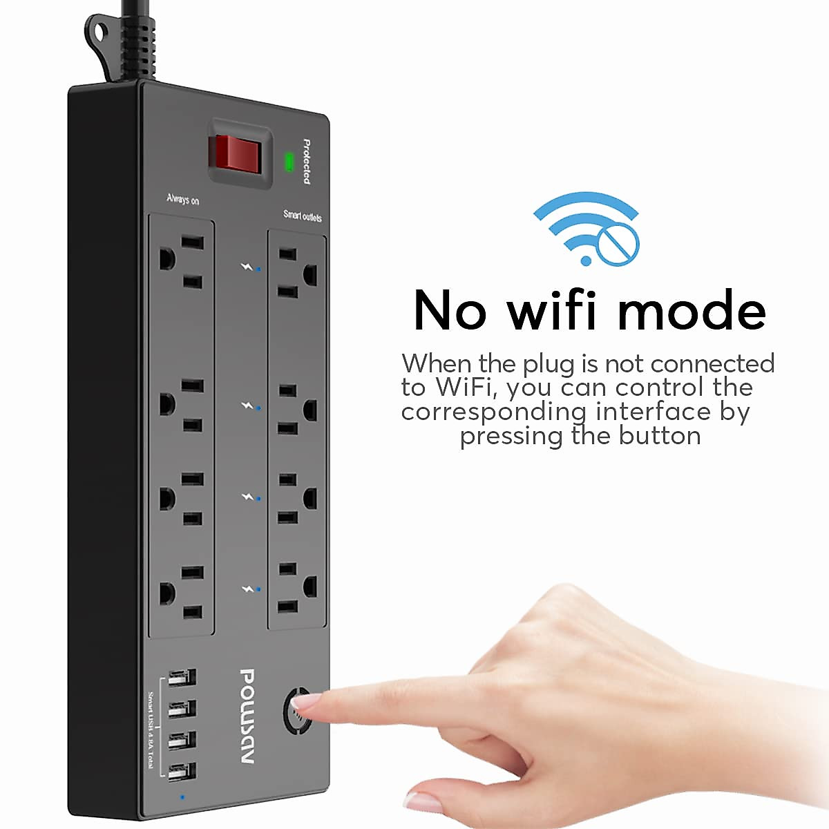 Smart Plug, Power Strip, POWSAV Smart Home WiFi Surge Protector with 5 Smart Outlets (Works with Alexa & Google Home) and 5 Always on outlets and 4 USB Ports, 6 Feet Extension Cord, Black, ETL Listed