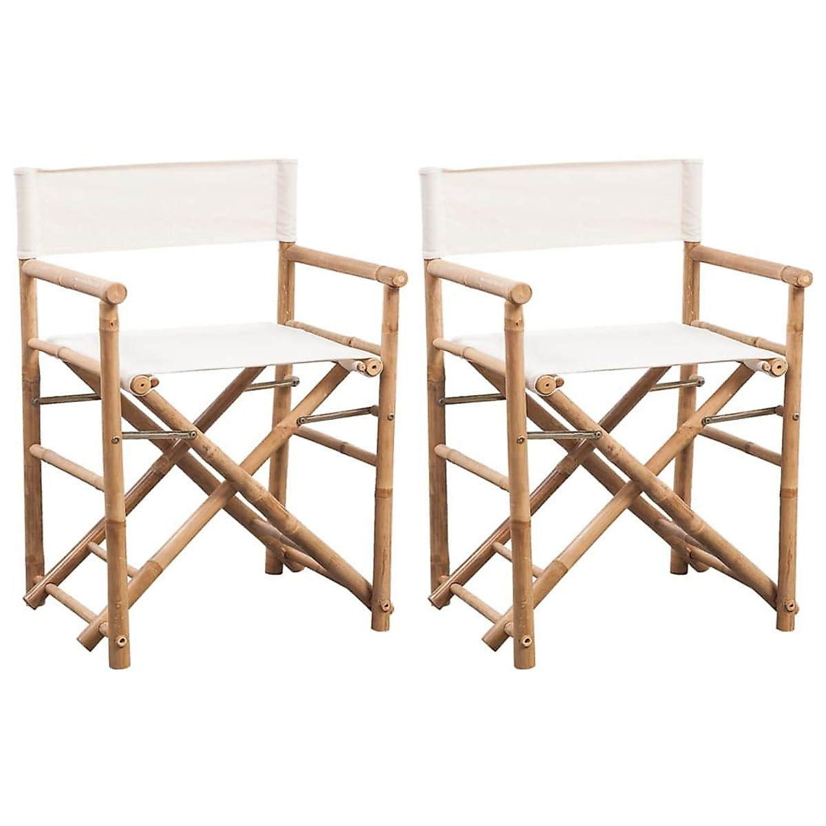 Vetnasa Folding Director's Chair 2 pcs Bamboo and Canvas