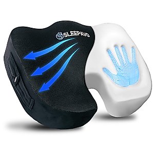 Sleepavo Soft Memory Foam Seat Cushion for Office Chair - Pillow for Sciatica, Coccyx, Back, Tailbone and Lower Back Pain Relief - Orthopedic Chair Pad for Lumbar Support in Office Desk, Car, Airplane