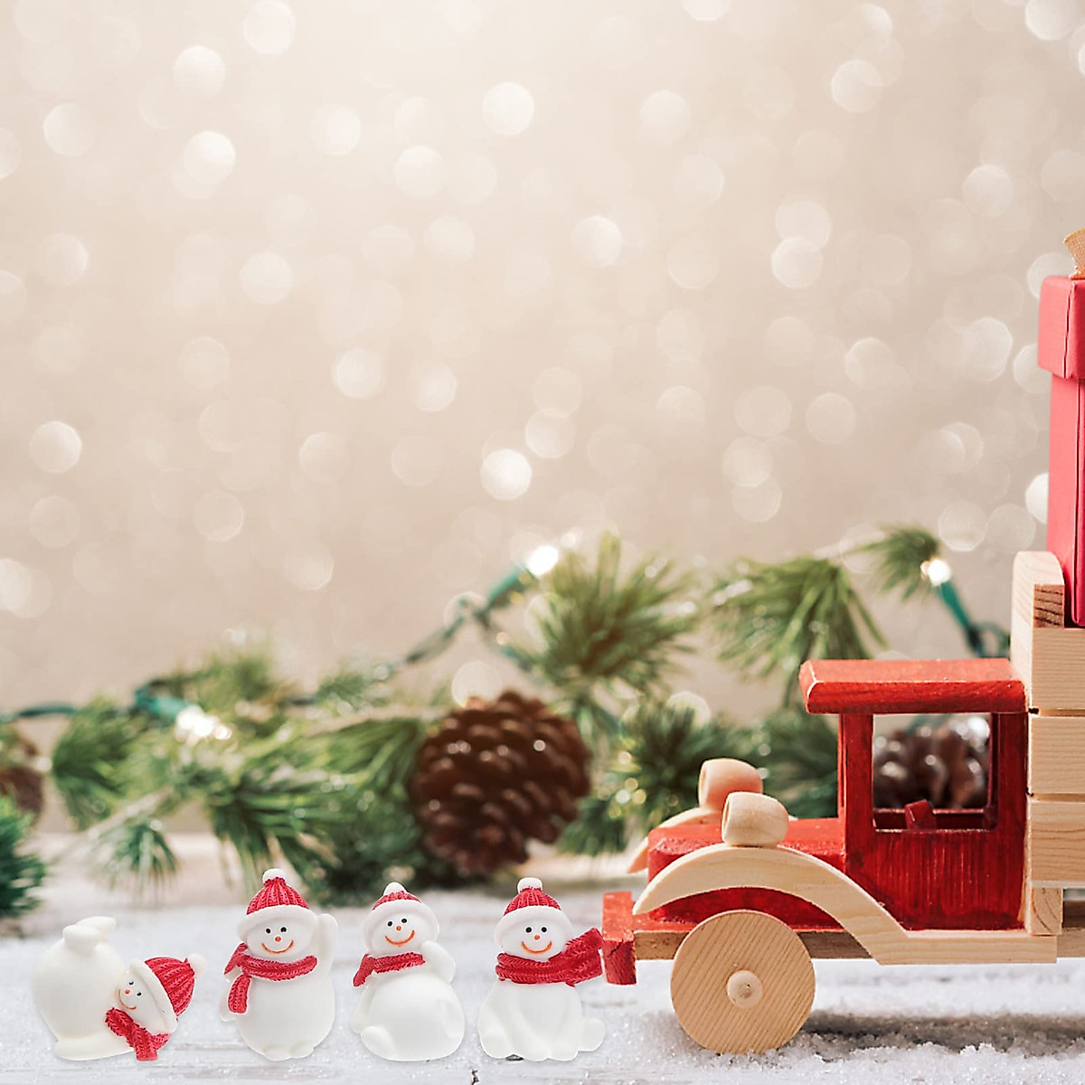 NOLITOY Micro Winter Landscape Ornaments Mini Resin Snowman Statue 4pcs Dollhouse Garden Fairy Yard Sculpture Decoration Random Style